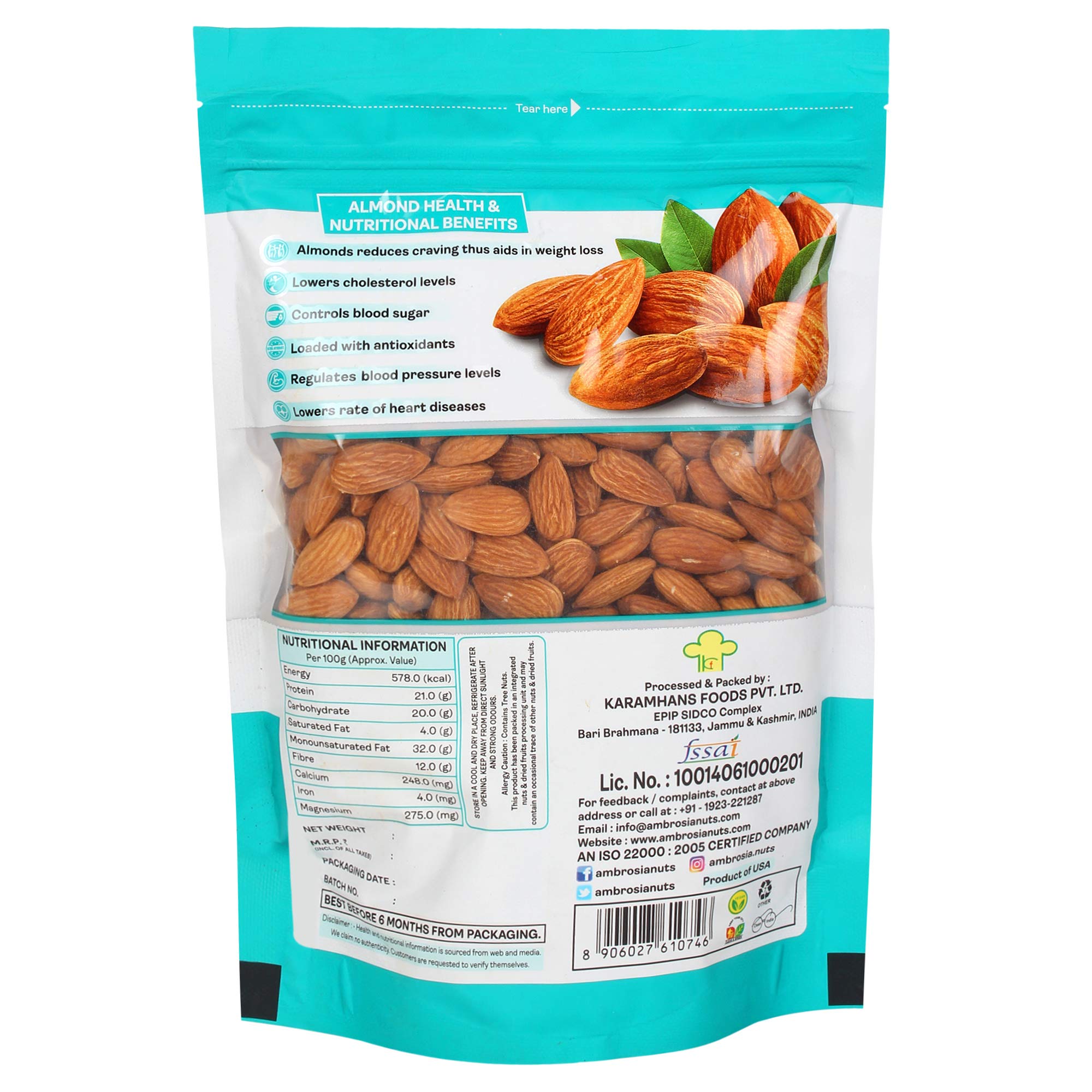 Almond Kernels Premium 500g | Whole Almonds – Ambrosia Nuts